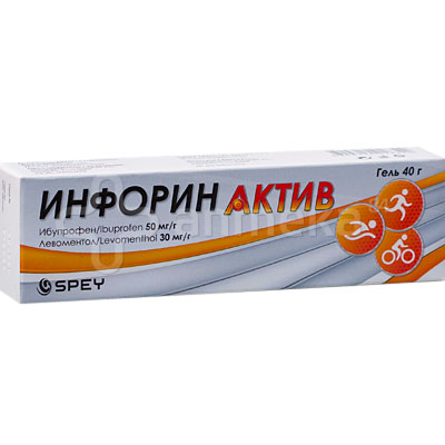 Инфорин Актив гель 50мг/+30мг/г (ибупрофен/левоментол) 40,0 / Местные ...