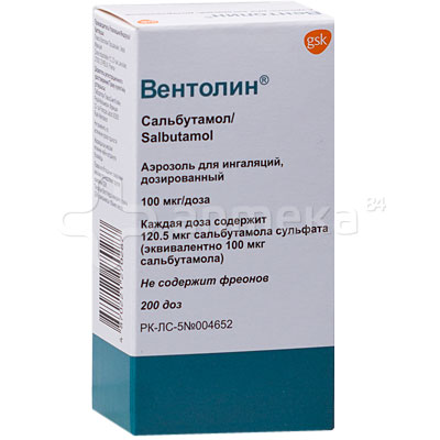 Вентолин (сальбутамол) аэрозоль 100мкг 200 доз / Астма / Лекарства ...