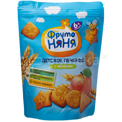 ФрутоНяня Печенье растворимое пшеничное с яблоком 120г / Печенье ...
