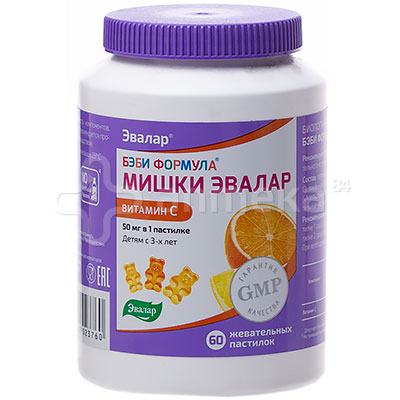 Эвалар Бэби Формула Мишки Вит С. 2,5 №60 жев.паст / Детям с года и ...