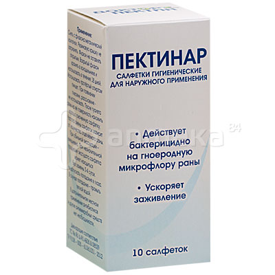 Пектинар гигиенические салфетки во флаконе с раствором 10шт / Крема ...